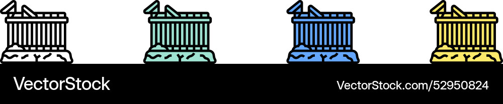 Acropolis icon outline green blue and yellow Vector Image