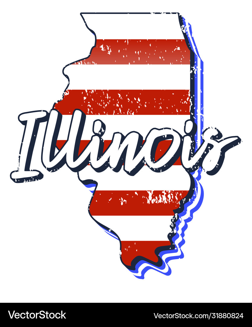 American Flag on Illinois Map Royalty Free Vector Image