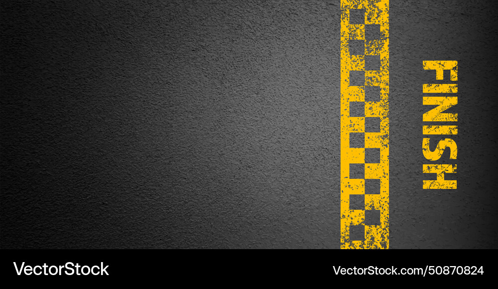Asphalt road with yellow finish line marking Vector Image