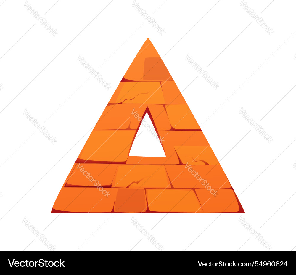 Cartoon egyptian font pharaoh pyramid a letter Vector Image
