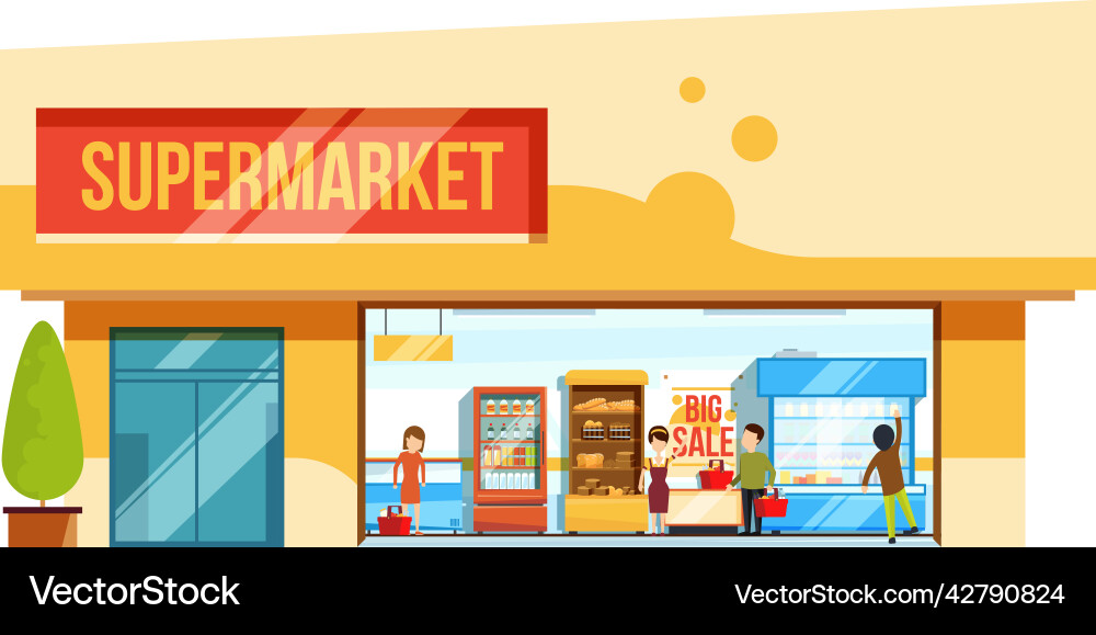 Cartoon Grocery Store Front Royalty Free Vector Image