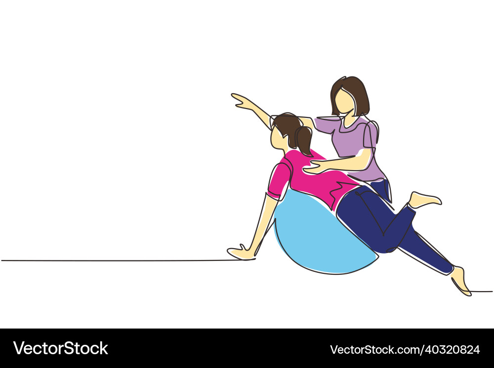 Continuous one line drawing physiotherapy Vector Image