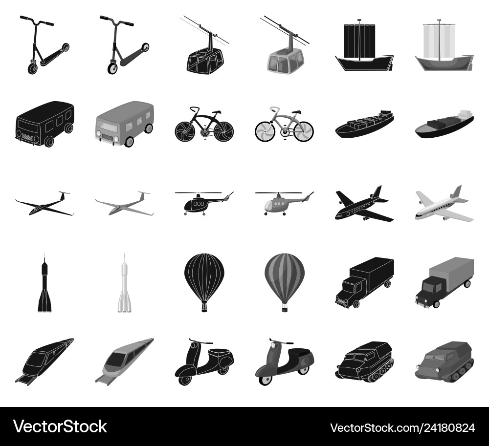 Different types of transport blackmonochrome Vector Image
