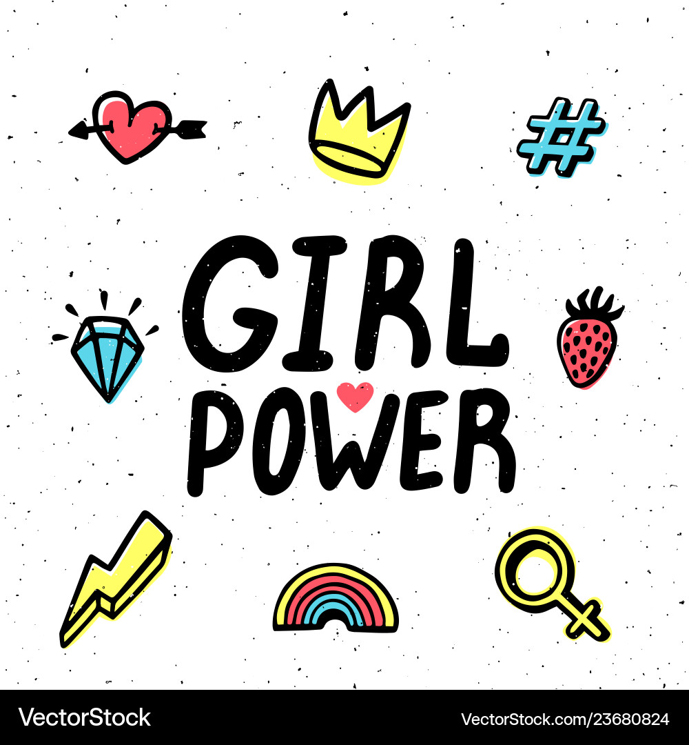 Girl power card hand drawing Royalty Free Vector Image
