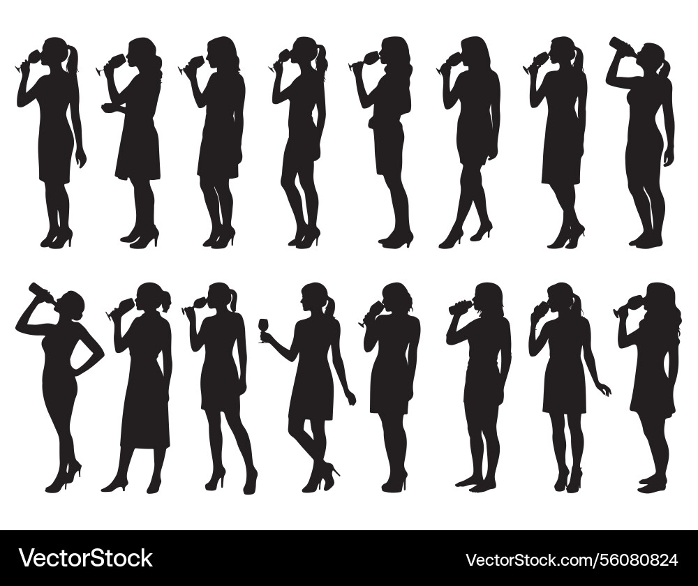 Girls drinking silhouette Royalty Free Vector Image