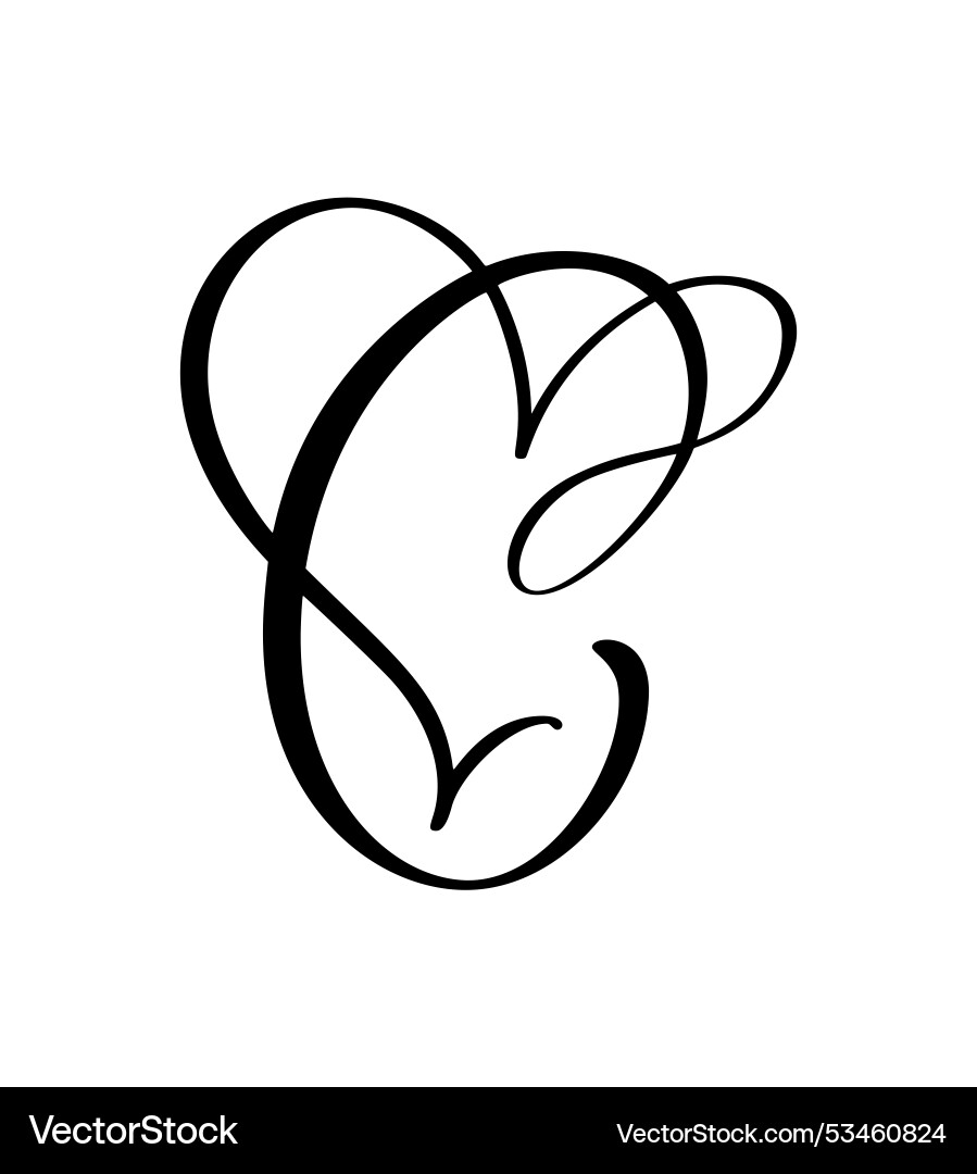 Hand drawn calligraphy love letter c Royalty Free Vector