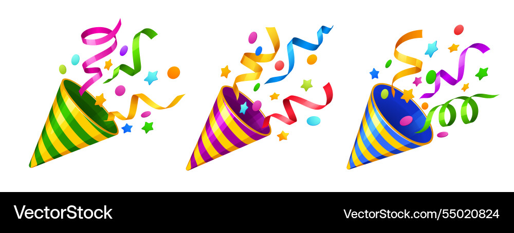 Holiday popper cones party striped firecracker Vector Image