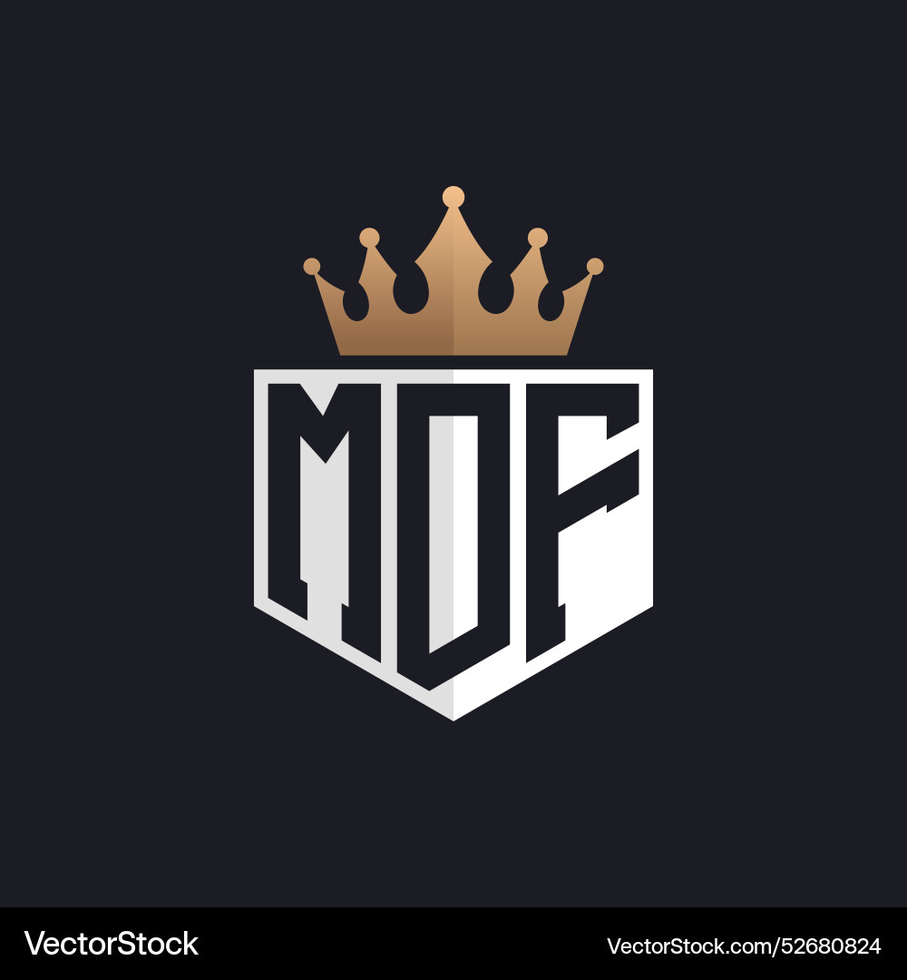 Luxury mdf logo with crown elegant initials Vector Image