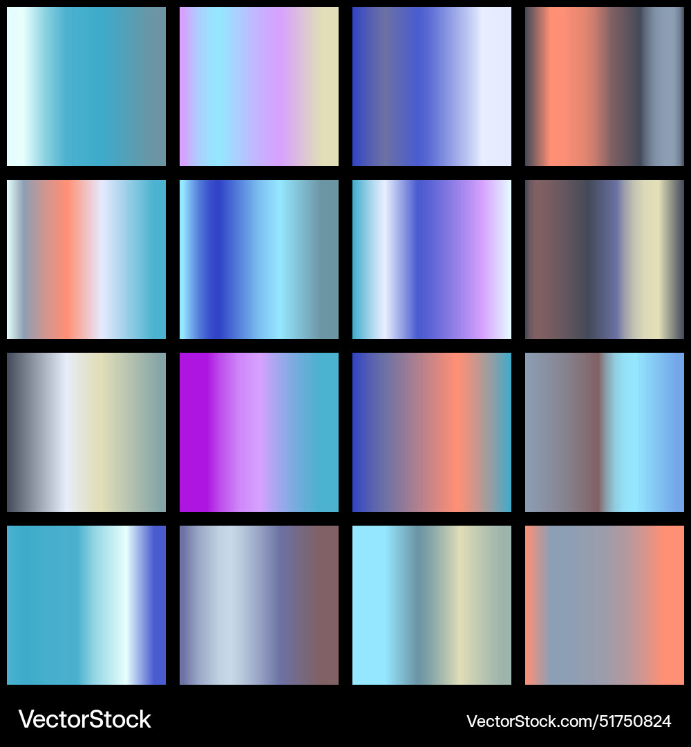 Metallic gradient collection with shiny rainbow Vector Image