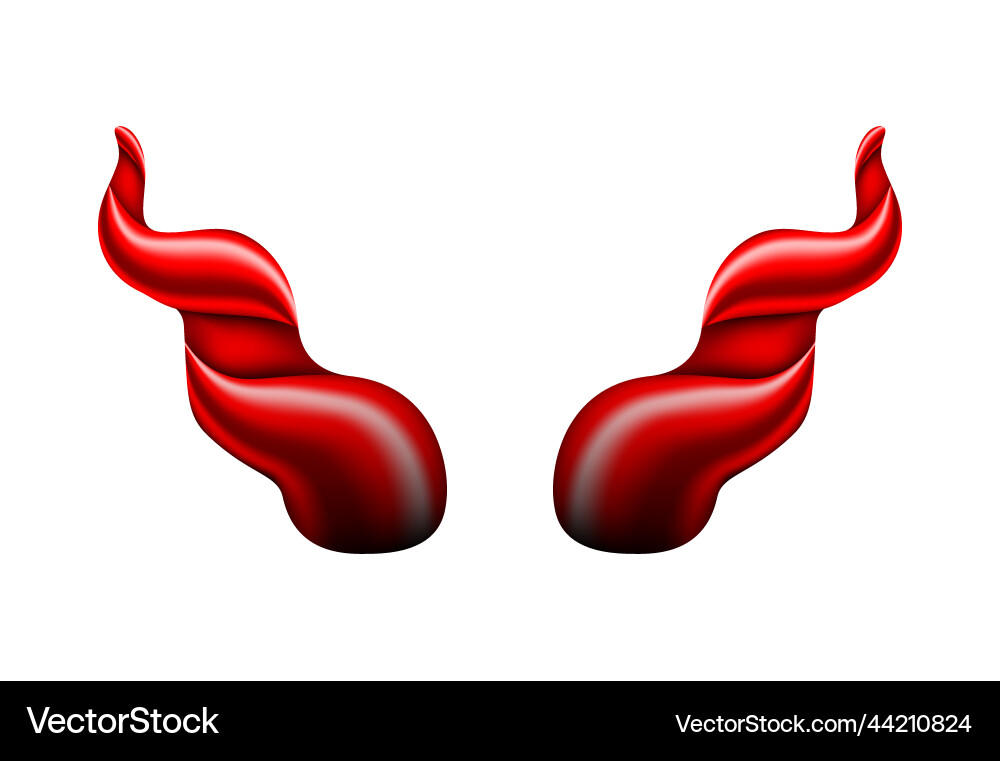 Realistic red and black halloween devil horns Vector Image