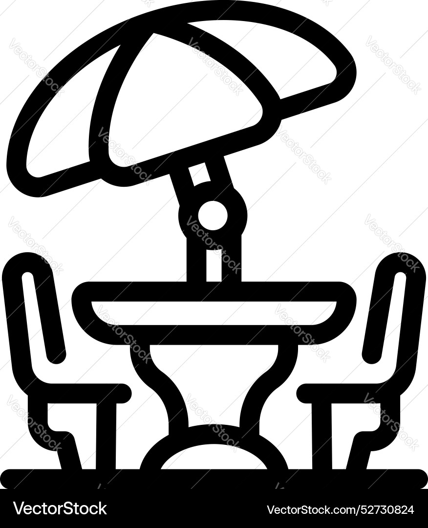 Street cafe table with big sunshade covering two Vector Image