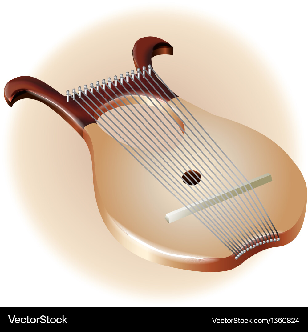 Traditional 8 strings lyre harp isolated on white Vector Image