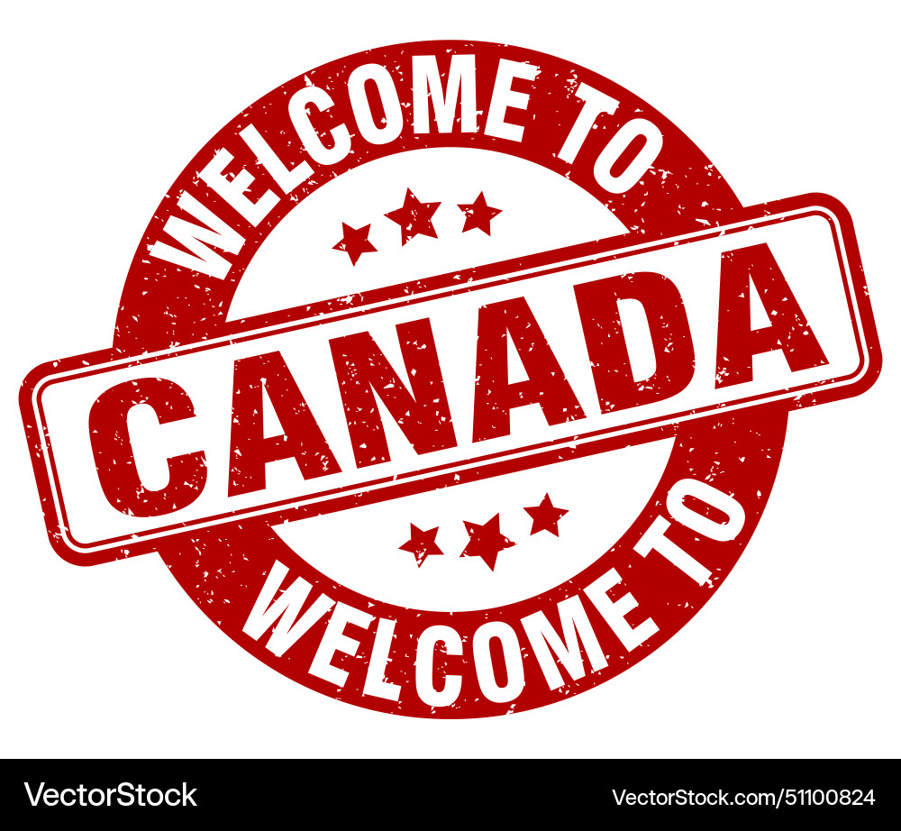 Welcome to canada stamp round sign Royalty Free Vector Image