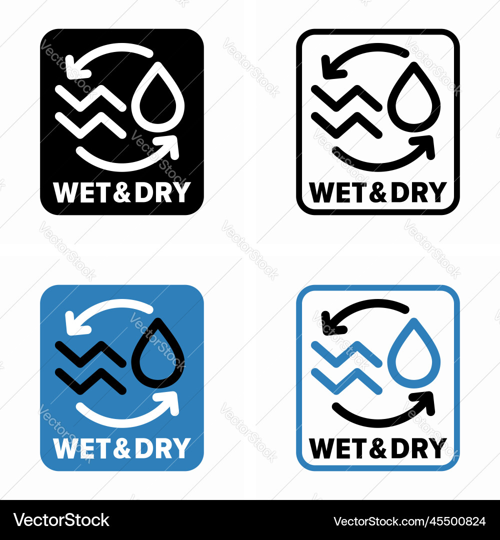 Wet and dry information sign Royalty Free Vector Image