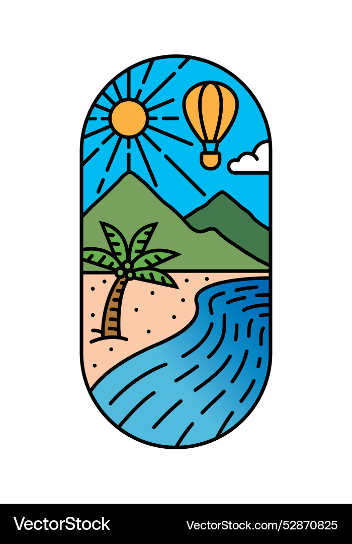 Beautiful mountain views line art Royalty Free Vector Image