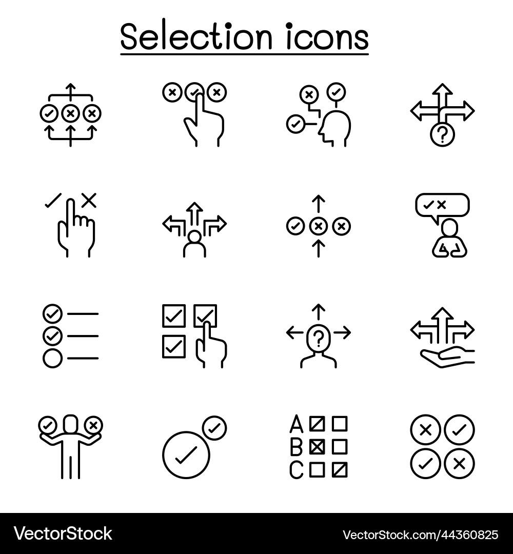 Choice icon set in thin line style Royalty Free Vector Image