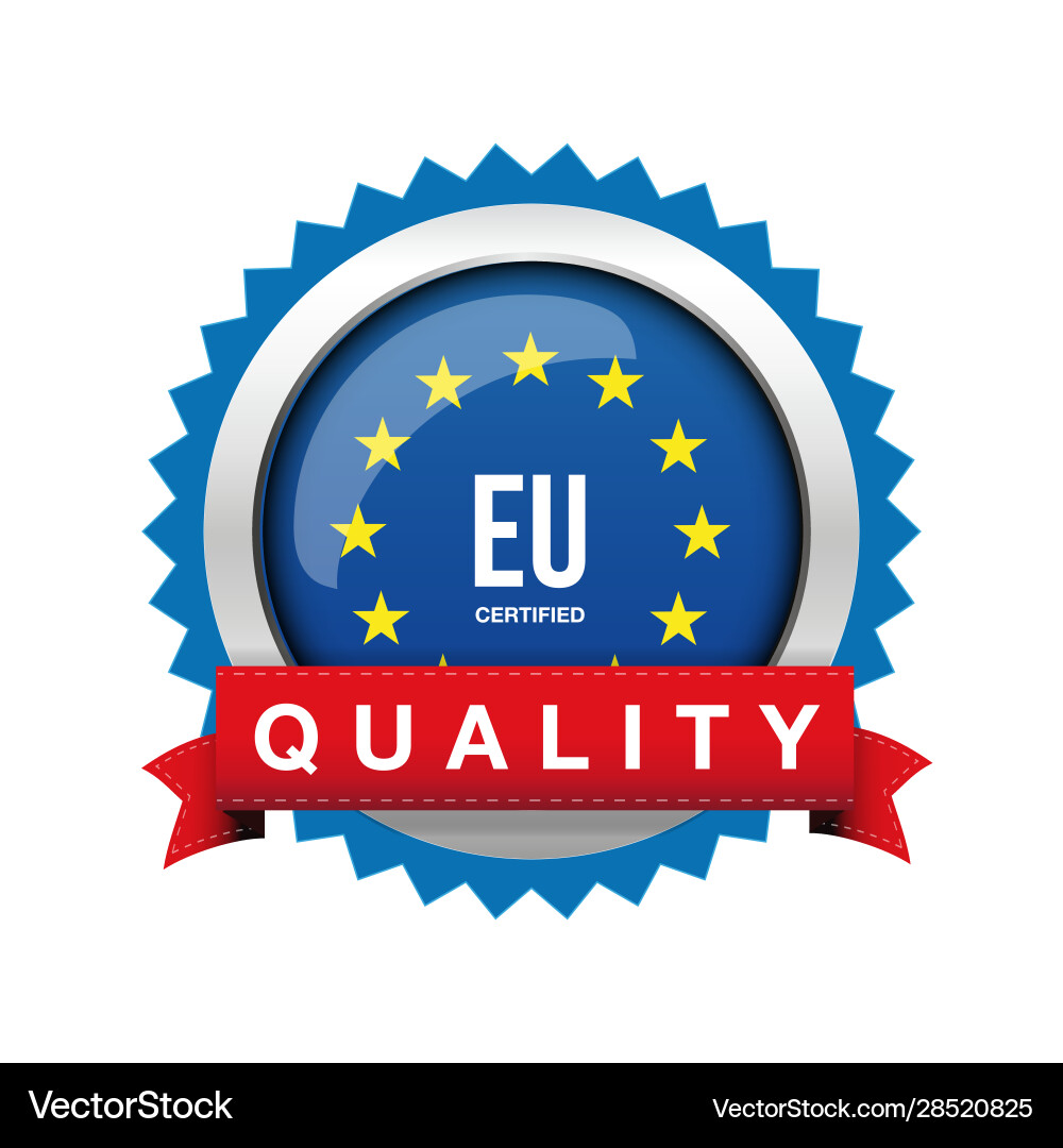 Eu - europe certified quality badge sign Vector Image