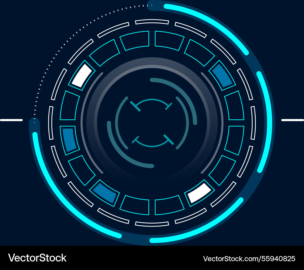 Futuristic glowing blue circular user interface Vector Image