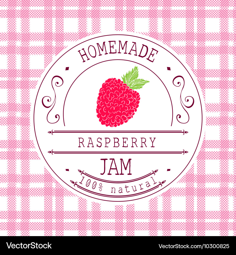 Jam label design template for raspberry dessert Vector Image