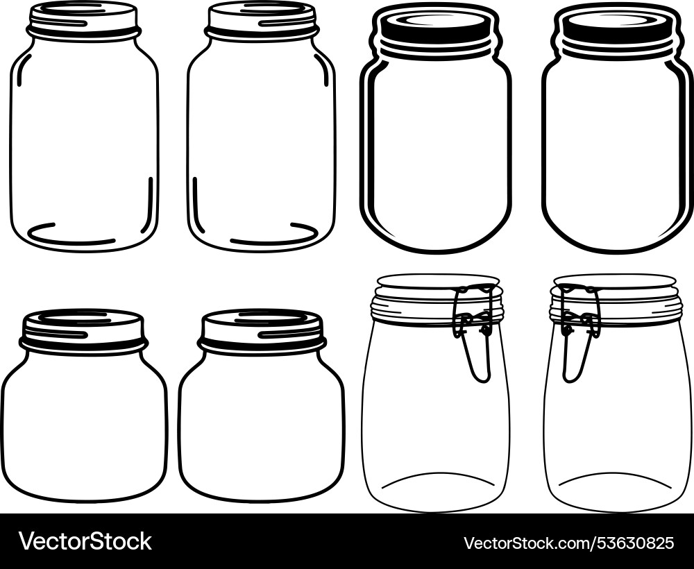 Mason jar svg ball glass empty Royalty Free Vector Image