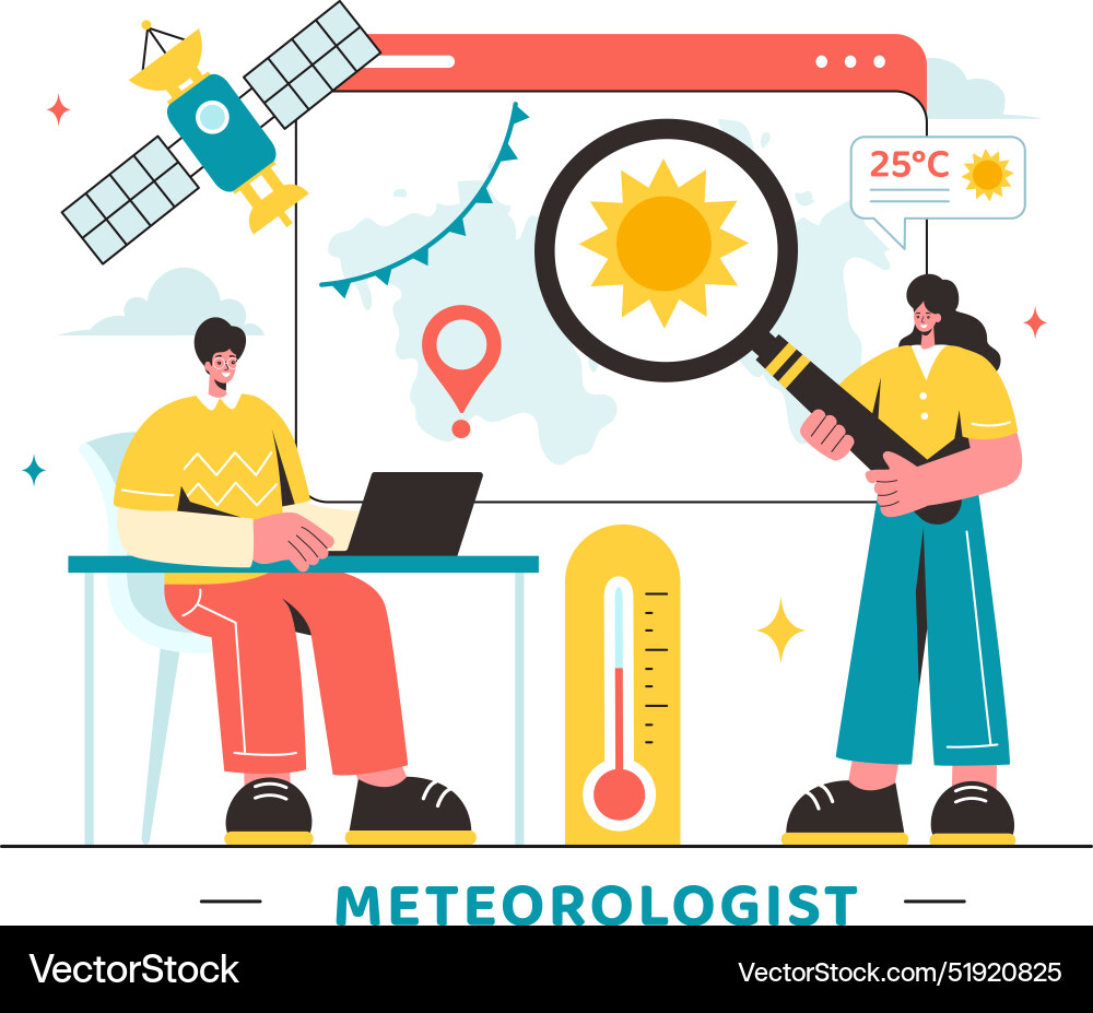 Meteorologist with weather forecast Royalty Free Vector