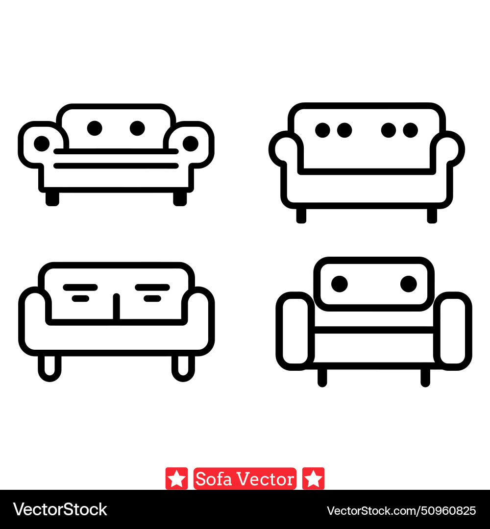 Minimalist sofa clipart bundle simple and elegant Vector Image