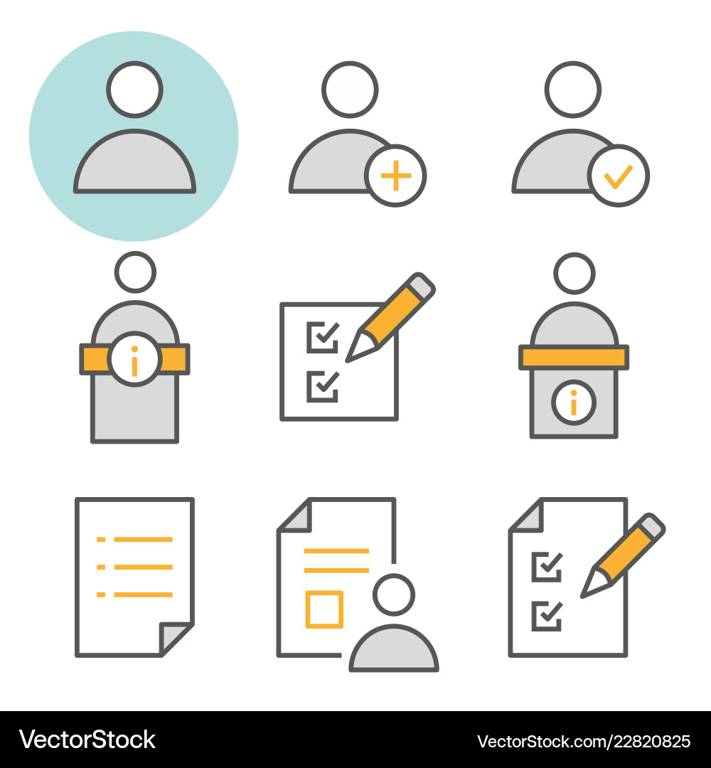 Registration flat line icon set Royalty Free Vector Image