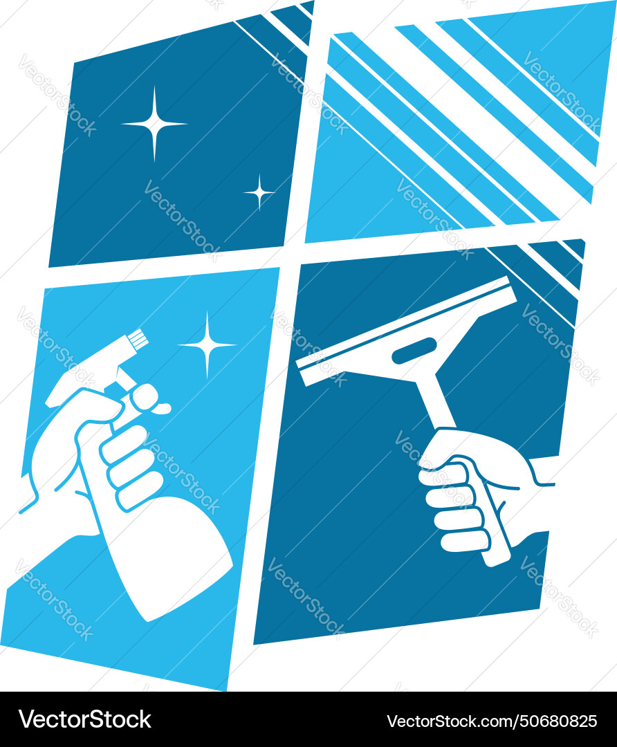 Scraper and window cleaning liquid in hand Vector Image