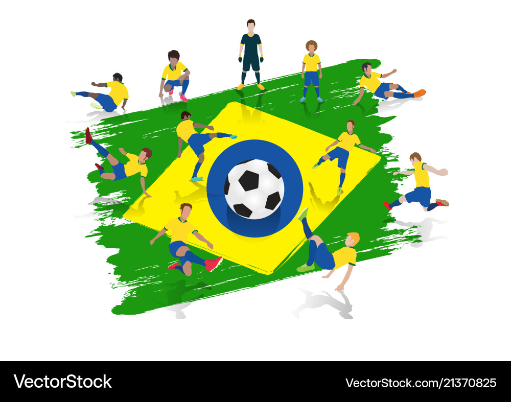 Soccer player team with brazil flag background Vector Image