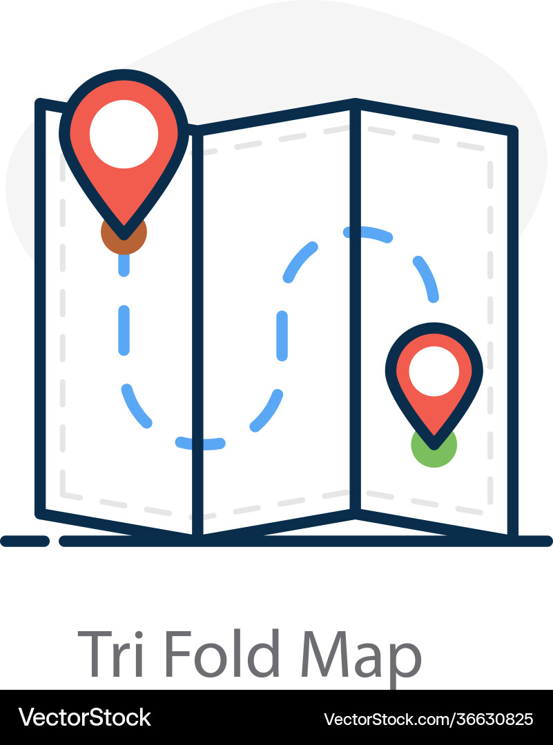 Trifold map Royalty Free Vector Image - VectorStock