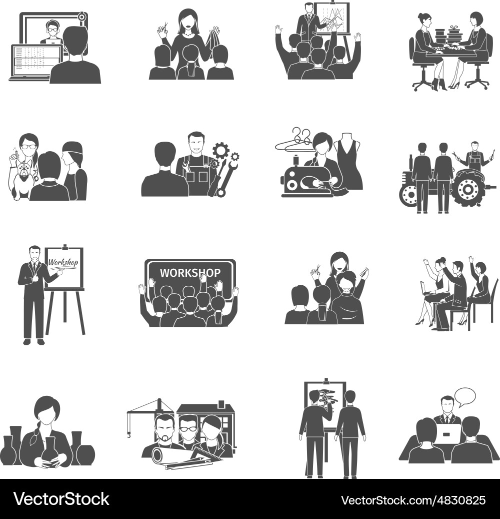 Workshop icons set Royalty Free Vector Image - VectorStock