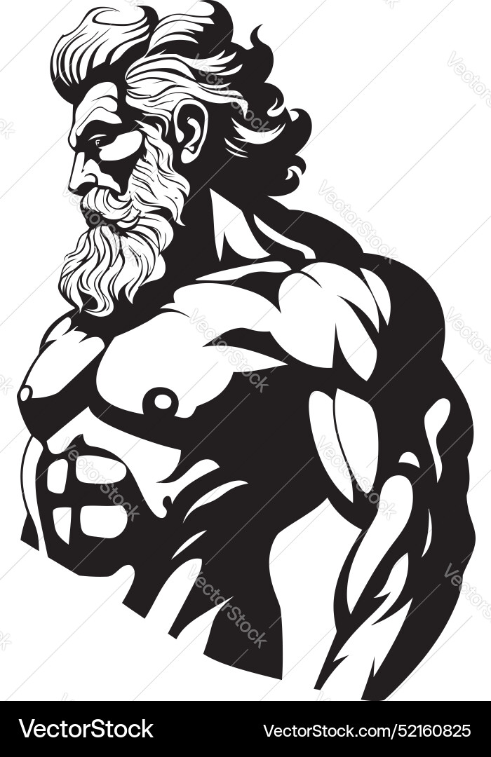 Zeus muscle forge god gyming emblem Royalty Free Vector