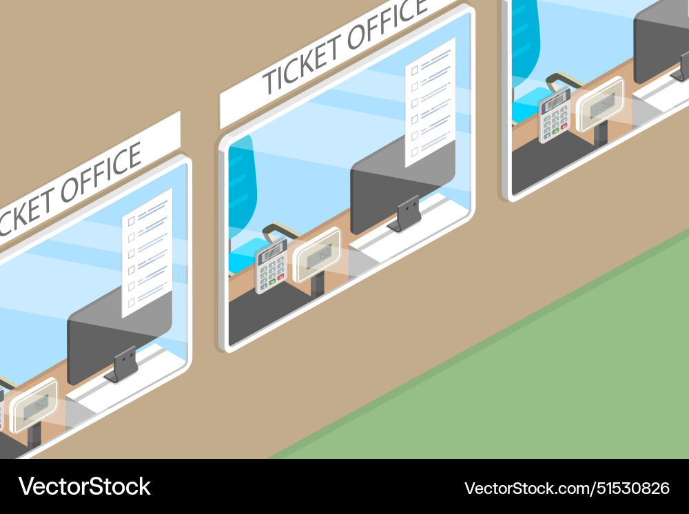 3d isometric flat of ticket Royalty Free Vector Image