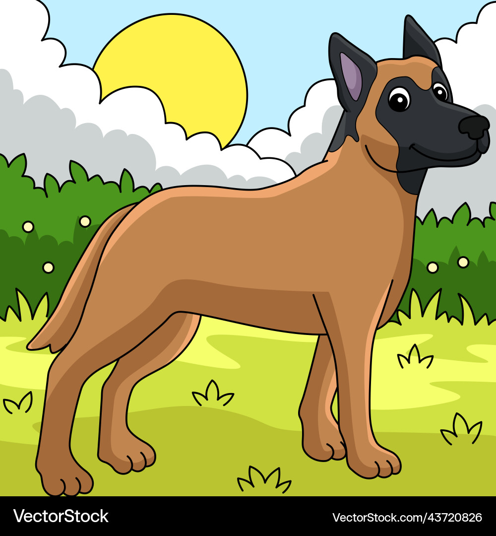 Belgian malinois dog colored cartoon Royalty Free Vector