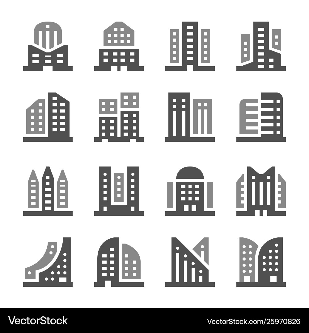 Building icon set Royalty Free Vector Image - VectorStock