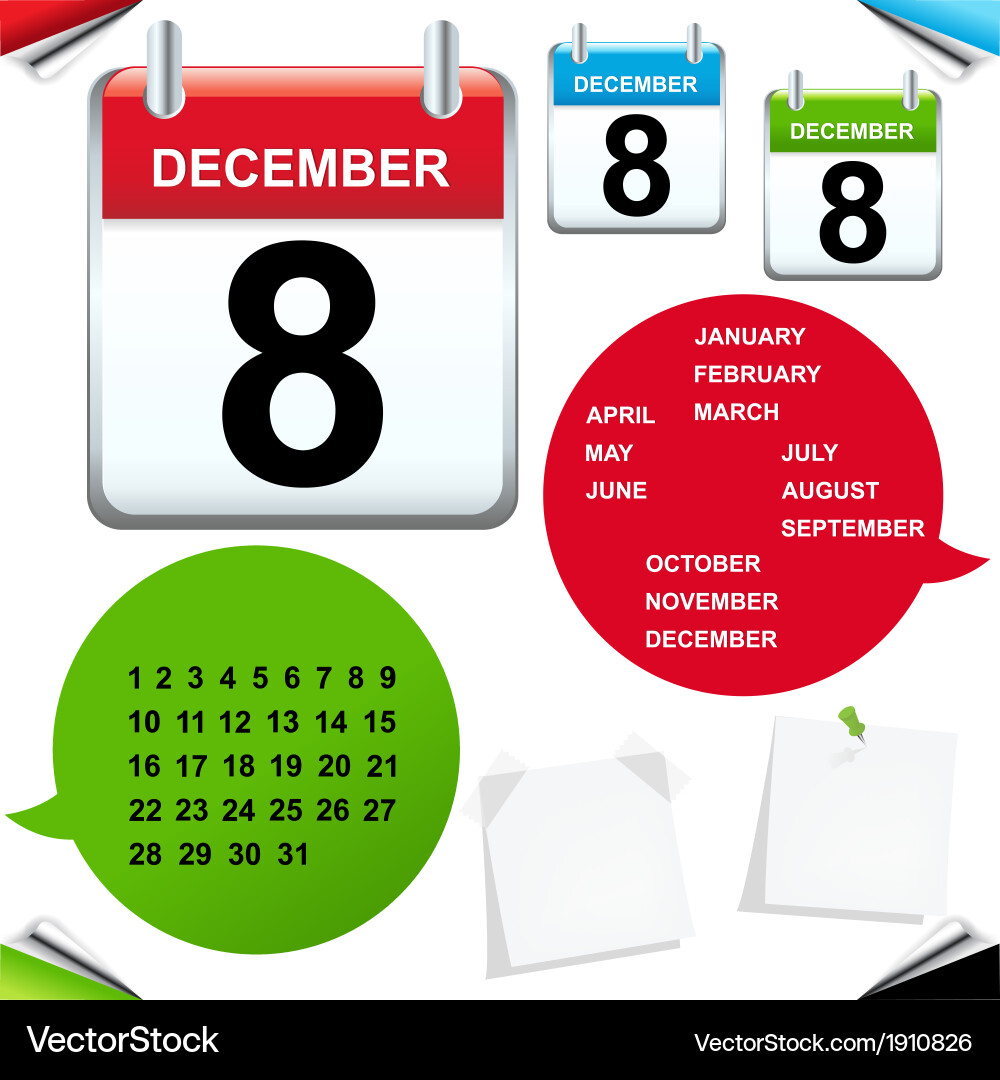 Calendar with Figures and Stickers Royalty Free Vector Image