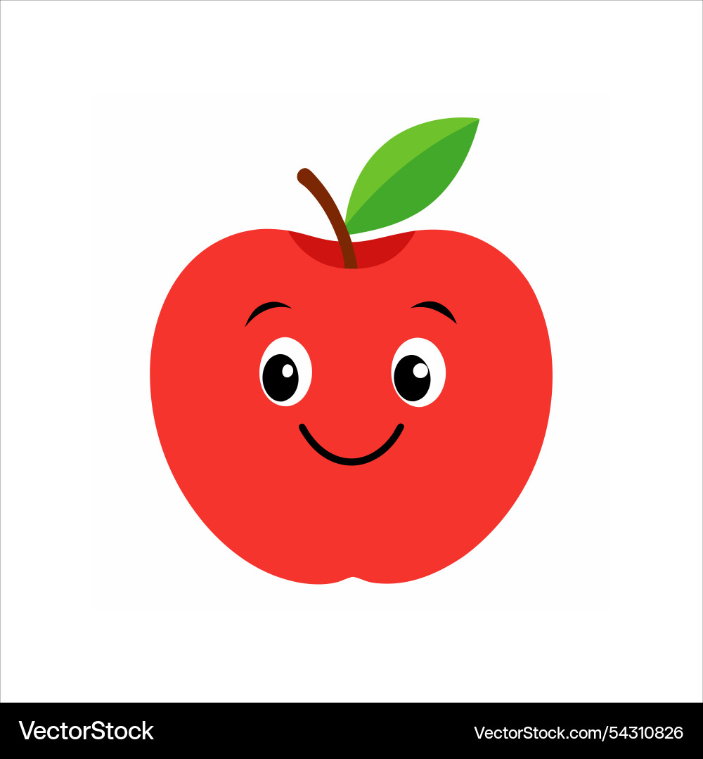 Cheerful apple cartoon form on white Royalty Free Vector