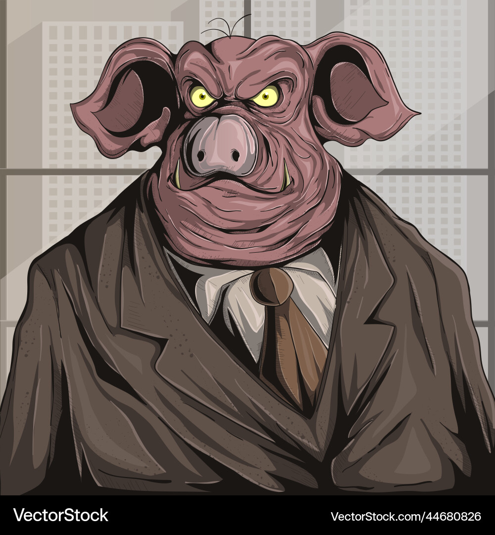 Corrupt politician with pig face Royalty Free Vector Image