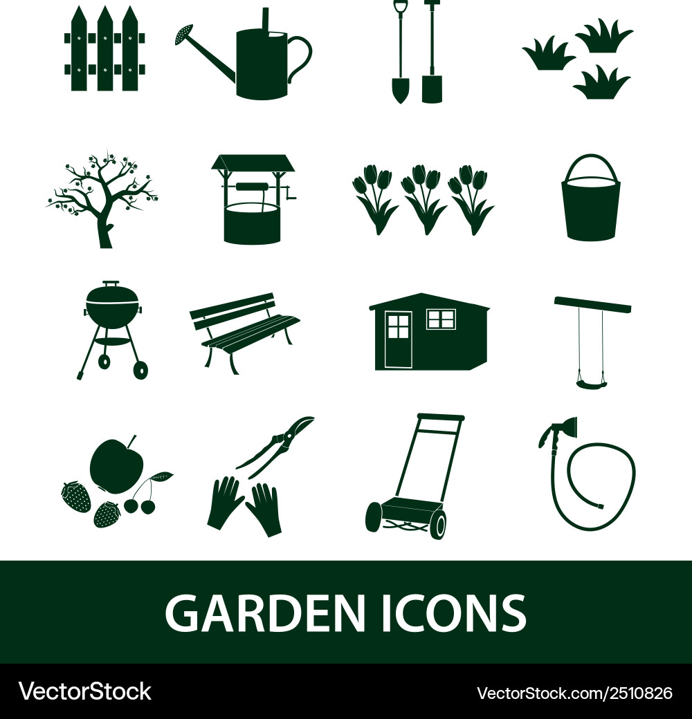 Garden symbols icons eps10 Royalty Free Vector Image