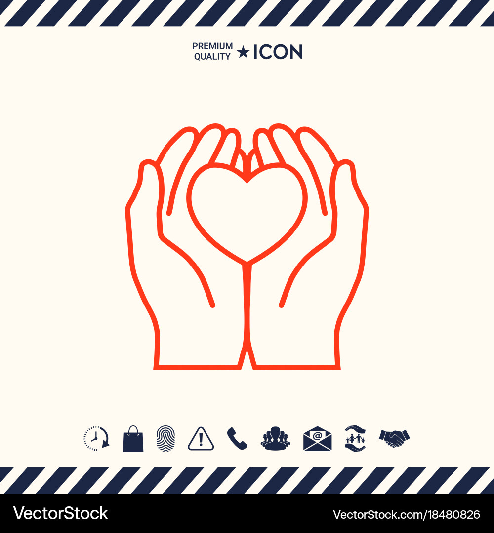 Hands holding heart - protection icon Royalty Free Vector
