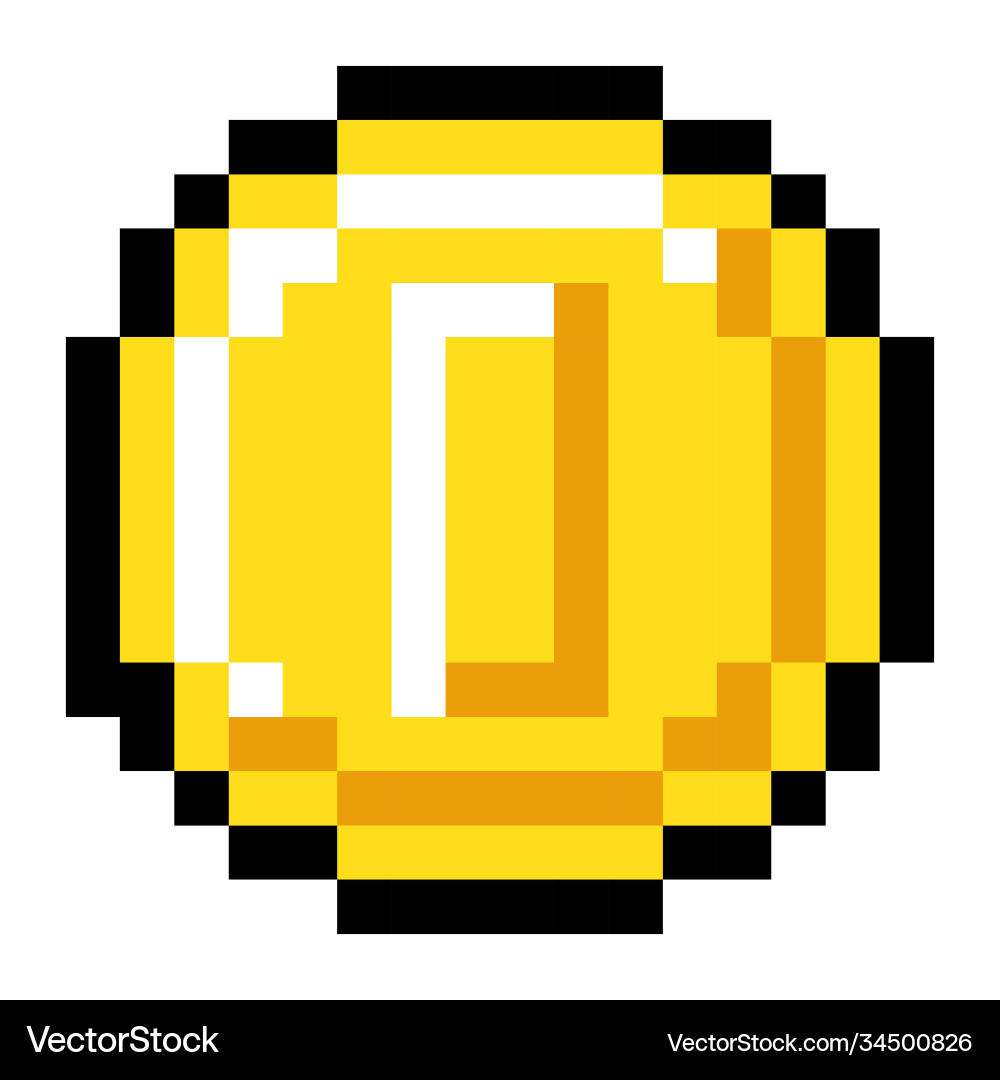 Pixel Art Golden Coin Royalty Free Vector Image
