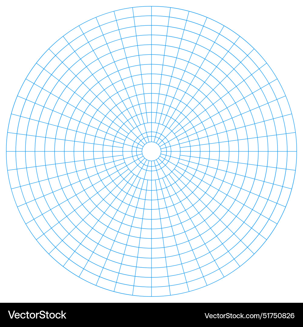 Polar coordinate circular grid isolated on white Vector Image