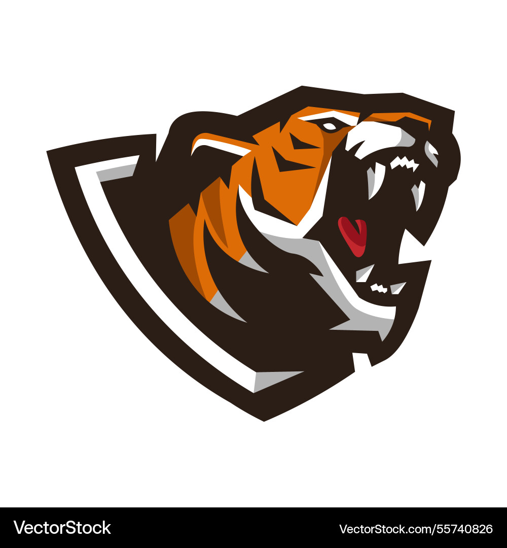 Roaring tiger mascot logo Royalty Free Vector Image
