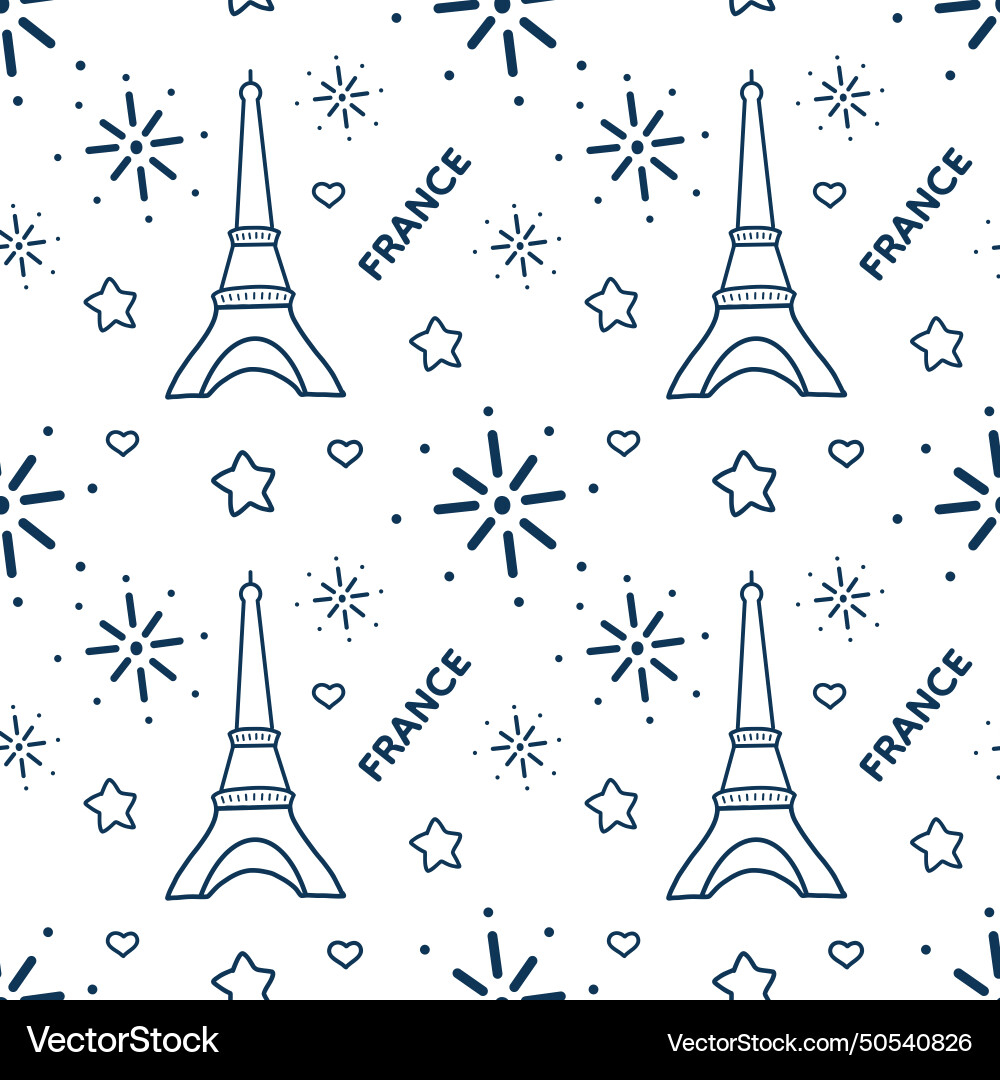 Seamless pattern of symbols paris Royalty Free Vector Image