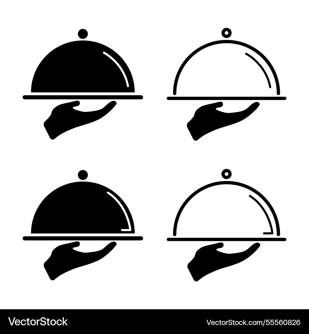 Set of waiter tray icon dish menu restaurant web Vector Image