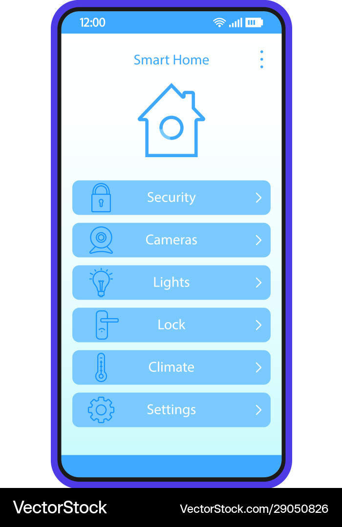 Smart Home App Interface Vorlage Lizenzfreies Vektorbild