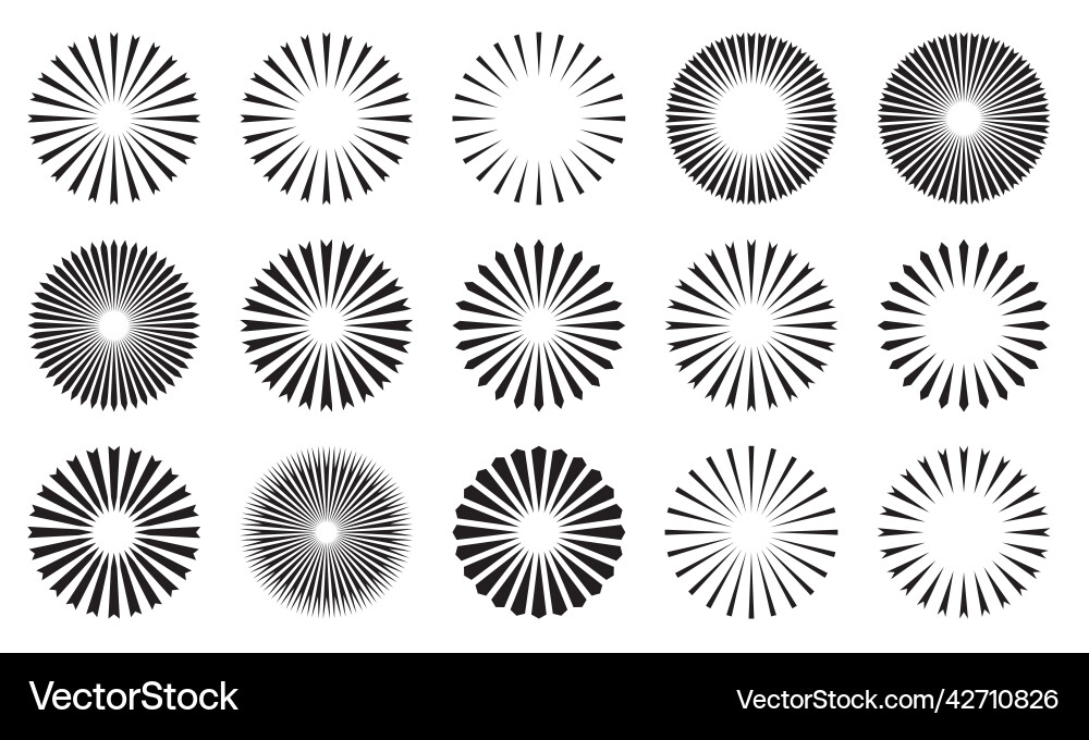 Sun Ray Icon Set - Shine & Burst Royalty Free Vector