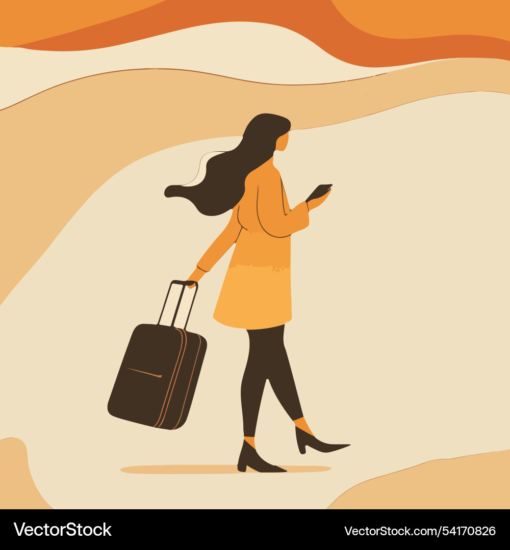 Traveler with luggage Royalty Free Vector Image