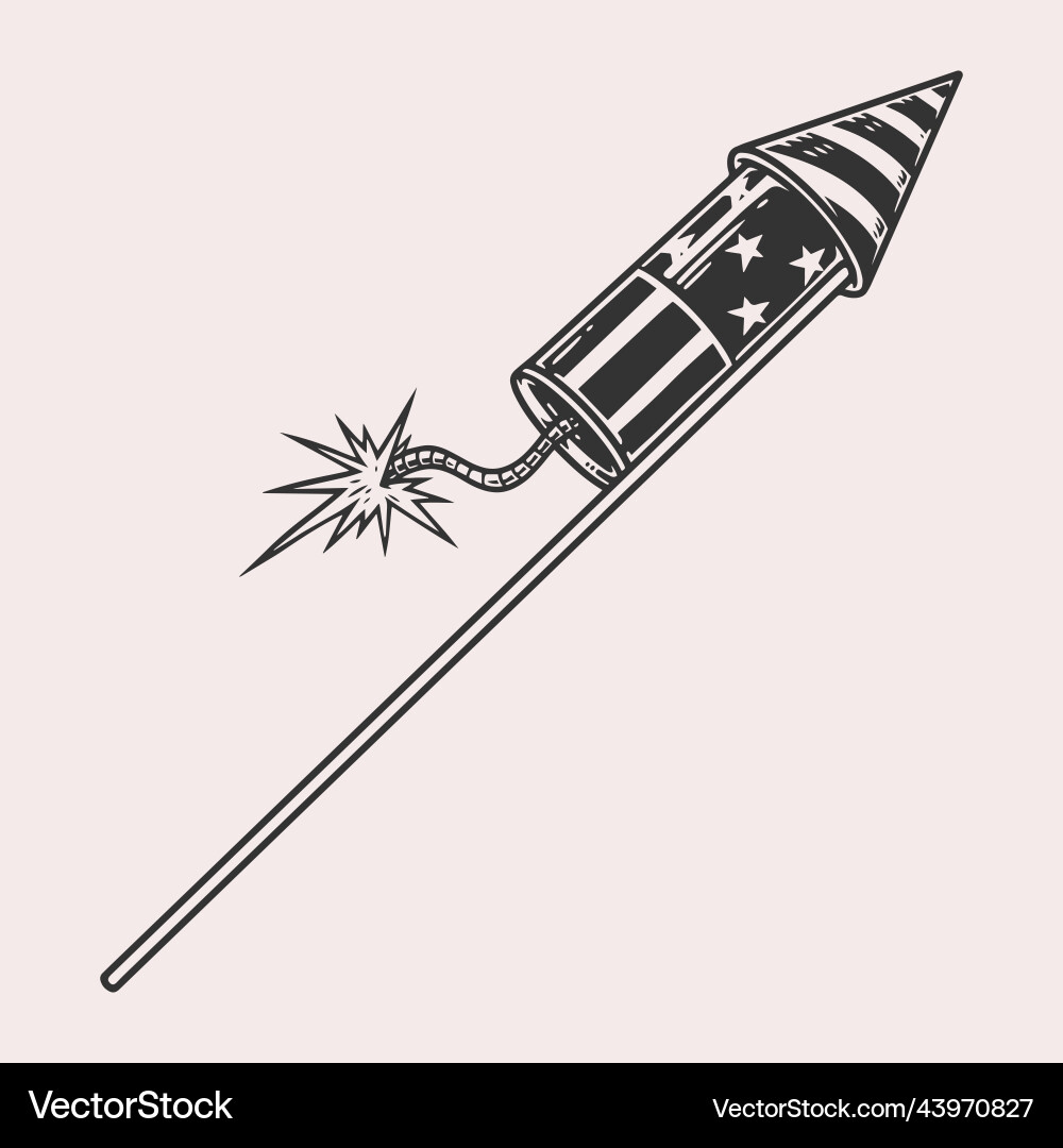 American firecracker monochrome vintage element Vector Image