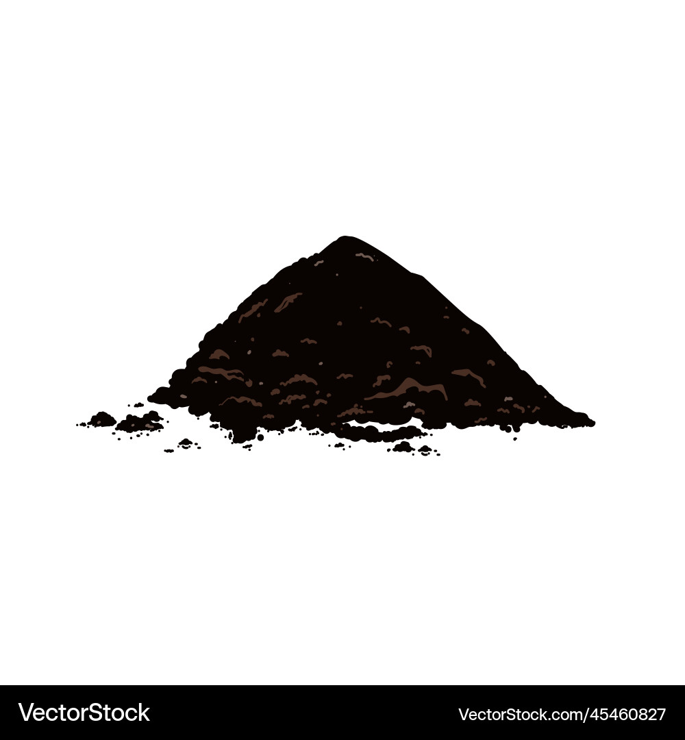 Black soil pile dirt or humus mound in front view Vector Image